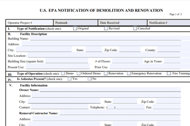 Understanding the EPA asbestos abatement notification form - download here!